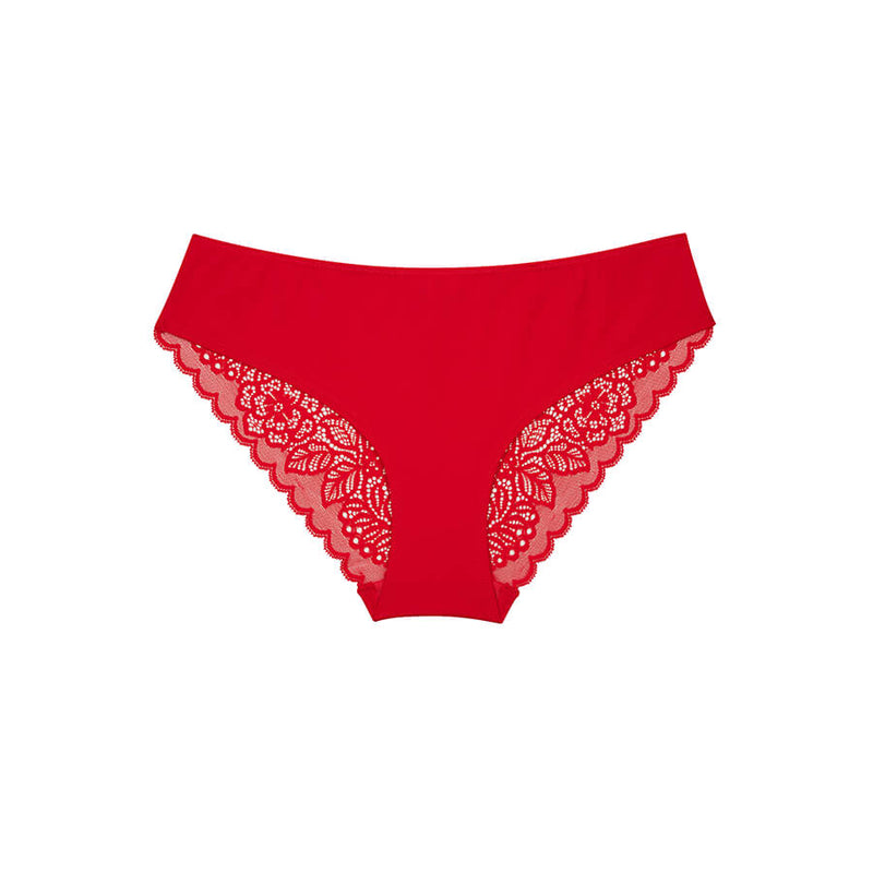 Lily Lace Bum Bikini Brief - Ruby Red | Rose & Thorne